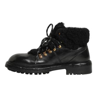 Dolce & Gabbana Trekkingstiefel aus Spaltleder mit Shearling - - Shoes - Damen - Schwarzk - 42 EU