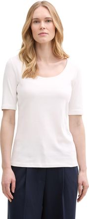 Tom Tailor Langarmshirt mit Knopf-Details, beige Offwhite Regular Stripe, XL