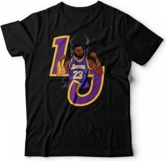 Generico T-shirt Champions de Basket Lebron 23 Basketball - Manches Courtes - 100% Coton, Noir, Small