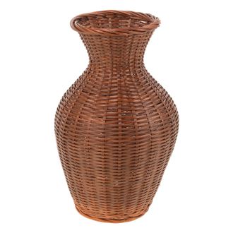 Lurrose Geflochtene Bambusvase Handgefertigt Schmaler Desktop dekorative Vase F&uuml;r Trockenblumen Und Kleine Pflanzen Nat&uuml;rliches Korbgeflecht Vielseitige Tisch