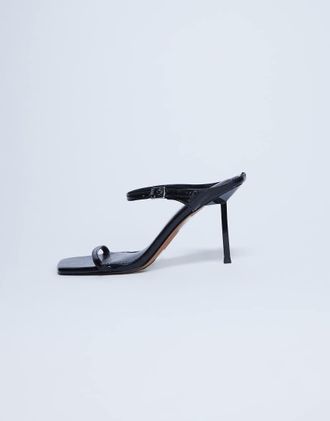 Topshop Sally - Sandales en 2 parties avec talon m&eacute;tallique - Dor&eacute;-Noir