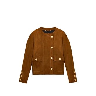 Saint Laurent Short Jacket In Suede Lambskin