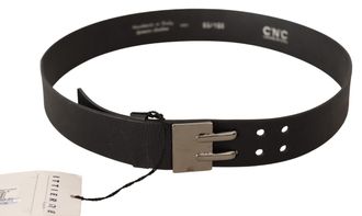 Costume National Womens Black Leather Silver Buckle Waist Belt