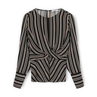 Motivi Gestreifte Wickelbluse - - Blouses & Shirts - Damen - Grau - XS