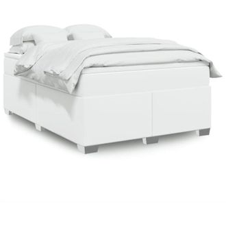 vidaXL Vidaxl - Boxspringbett mit Matratze Wei&szlig; 140x200 cm Kunstleder