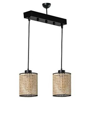 Opviq Elegant Rattan Chandelier, Adjustable Height 45 cm, E27 Max 40W, Bohemian & Scandinavian Design, Perfect for Country & Southwestern Decor