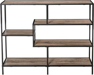 HOMCOM Homcom - Standregal, B&uuml;cherregal Lagerregal Industrieller Stil, Aktenregal, K&uuml;chenregal, P2 Spanplatte, Metall, Schwarz+helle Eiche, 120 x 32 x 95 cm