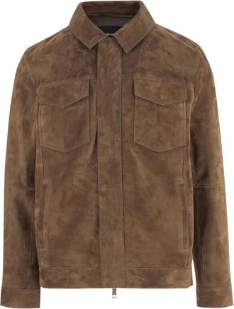 Yves Salomon Homme, Vestes, Brun, Taille: XL Veste en daim