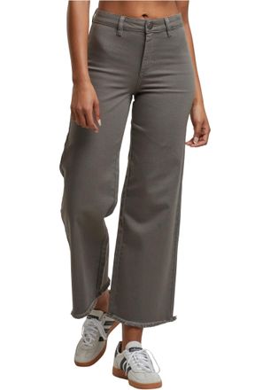 Urban Classics Damen Jeans Ladies Relaxed Straight Fit Denim, High-Waist Jeans mit geradem Bein und ausgefranstem Saum, 5-Pocket-Design, Gr&ouml;&szlig;en 26-36