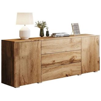 Mirjan24 Mobilier1 - Commode Sarasota 129, Chêne wotan, Avec tiroirs et portes, Nombre de tiroirs: 0, 68x150x39cm