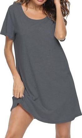 Mia Lucce Chemise de Nuit Femme Manches Courtes Nuisette Femme Coton Robe de Nuit Col Rond de Nuit Imprimée S-XXXL