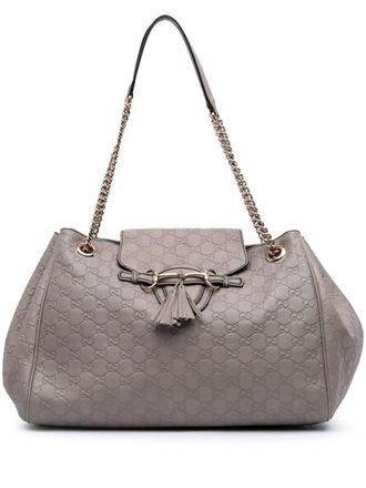 Gucci grand sac porté épaule Guccissima Emily Chain (2016-2025) - Gris