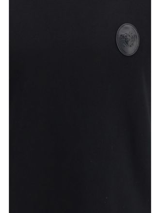 Versace Mens T-Shirt Medusa Patch Black Cotton T-Shirts And Polos