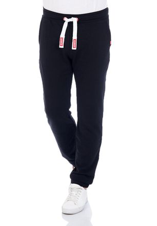 Riverso Jogginghose Herren Baumwolle lang RIVLino Regular Fit Sweatpants Trainingshose Freizeithose Sporthose, Größe:5XL, Farbe:Black-Formular Red