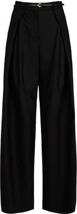 Max Mara Pantalon large taille haute en laine m&eacute;lang&eacute;e