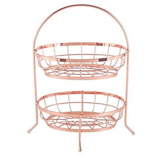 Echtwerk Echtwerk 2-st&ouml;ckige Obst-Etagere, Dekorativer Obstkorb aus Eisen, Aufbewahrung f&uuml;r Obst und Gem&uuml;se, Kupfer-Edition