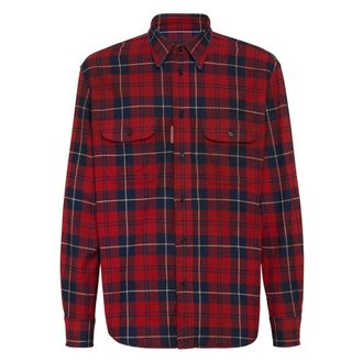 Dsquared2 Homme, Chemises, Multicolore, Taille: M Chemise Vintage Indigo/Rouge