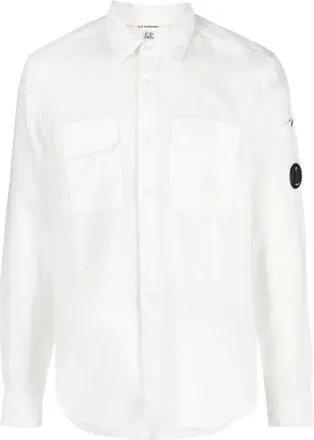 C.P. Company C.p. Company, Homme, Vestes, Blanc, Taille: S Linen Logo Shirt