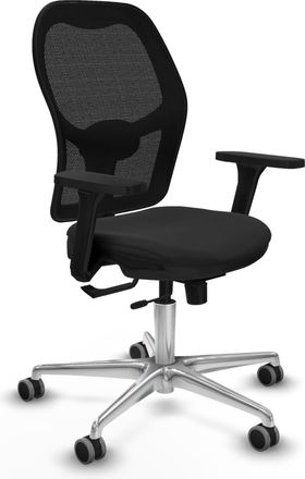 Piqueras y Crespo Schreibtischstuhl aus Netzstoff mit schwarzen Armlehnen, h&ouml;henverstellbare Lendenwirbelst&uuml;tze, ausgestattet mit Syncro/Traslack und Schaumstoff, Schwa