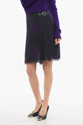 Burberry Silk Wrap Skirt with Pleats Burberry