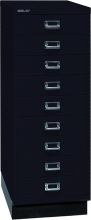Bisley MultiDrawer, 39er Serie mit Sockel, DIN A3, 9 Schubladen, Metall, 633 Schwarz, 43.2 x 34.9 x 94 cm