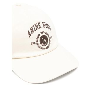 Anine Bing A-12-12912 Embroidered Logo Cotton Baseball Cap - White