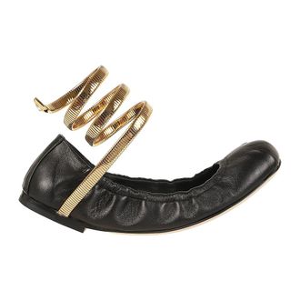 Rene Caovilla Schwarze Metall Schlange Ballerina Schuhe - - Shoes - Damen - Schwarzk - 37 1/2 EU