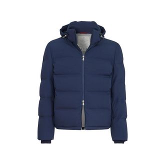 Brunello Cucinelli Stretch Bonded Nylon Down Jacket With Heat-bonded Seams And Detachable Hood