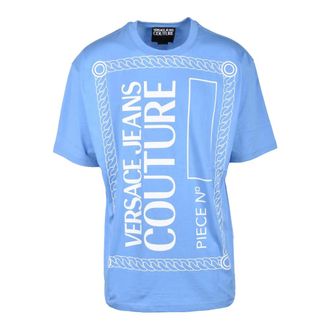 Versace Jeans Couture Homme, Tops, Bleu, Taille: L T-shirt en Coton avec Design Élégant