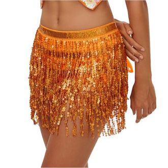 Generic Jupe &agrave; paillettes pour femme - Mini jupe &agrave; franges &agrave; paillettes - Jupe de danse scintillante - Costume de danse pour f&ecirc;te, festival, &eacute;v&eacute;nements cultur