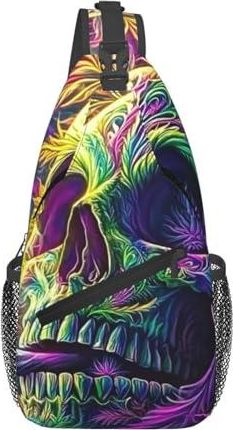 Generic Un cr&acirc;ne psych&eacute;d&eacute;lique avec fleurs de marijuana sac &agrave; bandouli&egrave;re sac &agrave; bandouli&egrave;re sac &agrave; dos de voyage sac &agrave; dos bandouli&egrave;re pour homme sac &agrave; dos de 