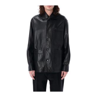 Bottega Veneta Homme, Vestes, Noir, Taille: M Veste Chemise en Cuir