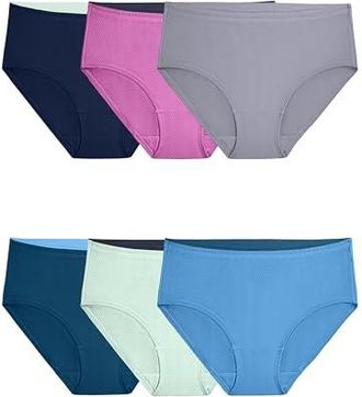 Fruit Of The Loom Breathable Underwear, Moisture Wicking Keeps You Cool & Comfortable, Available in Plus Size, Slip Taille Basse en micromaille (Lot de 6), XXL Femme