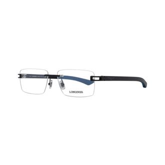 Longines Longines, Homme, Accessoires, Noir, Taille: ONE Size Lunettes de vue carr&eacute;es noires en m&eacute;tal pour hommes
