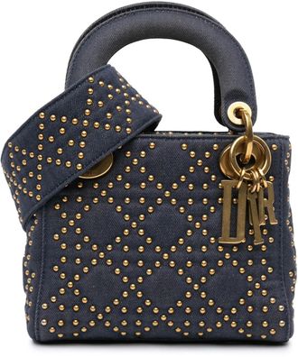 Dior Hobo Bags - Mini Denim Cannage Studded Supple Lady Dior - Gr. unisize - in Blau - f&uuml;r Damen
