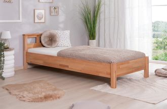 Ticaa Einzelbett Gästebett, Funktionsbett für Schlafzimmer, Kinderzimmer Buche masivholz Bettgestell 90 x 200