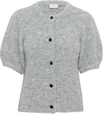 Kaffe Womens Cardigan Round Neck Buttons Regular Fit Short Puff Sleeves