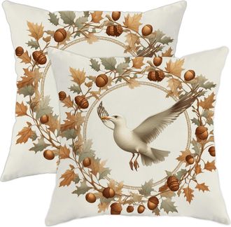 Generic Fall M&ouml;we Vogel Zierkissenbez&uuml;ge Dekorative Kissenbezug Weich Kissenh&uuml;lle F&uuml;r Sofa Balkon Schlafzimmer 45X45Cm 2Er Set