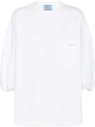 Prada T-Shirt mit gerafften Ärmeln - Weiß