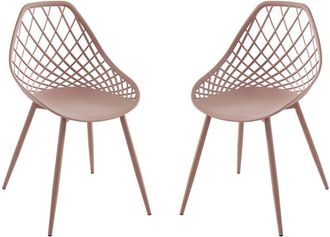 Vente-Unique Vente-unique - Lot de 2 chaises de jardin en polypropyl&egrave;ne avec pieds en m&eacute;tal - Vieux rose - malaga de mylia