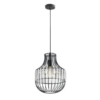 Luce-Ambiente-Design Opium Suspension in Black Metal and Glass 30 Cm