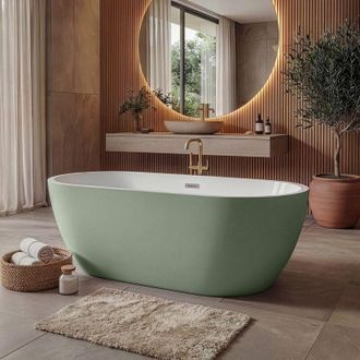 Badplaats Badplaats Freistehende Badewanne Bahia 170 x 73 x 58 cm Gr&uuml;n mit