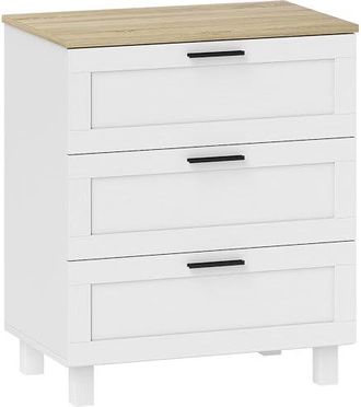 HOMCOM Commode 3 tiroirs Meuble de Rangement Style Moderne avec Pieds en Bois Massif et Plateau Effet Bois, Commode Chambre &agrave; Coucher, Salon - 60 x 38 x 71 c
