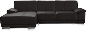 Cavadore Bettsofa Corianne in Echtleder / Ecksofa inkl. Schlaffunktion und verstellbaren Armlehnen / 282 x 80 x 162 / Echtes Leder, braun