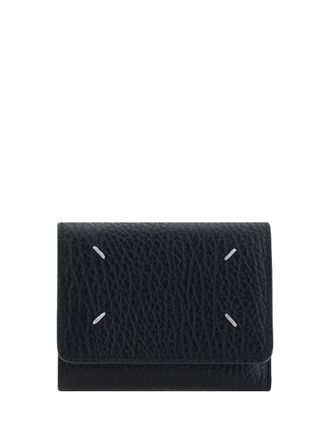 Maison Margiela Womens Wallet Grained Leather Black Calf & Purses
