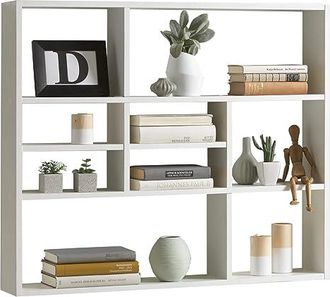 FMD M&ouml;bel 269-001E Mika Wandregal, Holz, Wei&szlig;, Ma&szlig;e 90.0 x 78.0 x 16.0 cm(BHT)