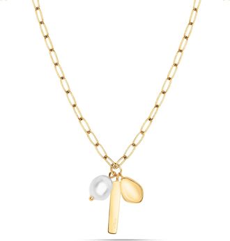 s.Oliver Necklace - Elegante Halskette aus poliertem Edelstahl - IP Gold - Gliederkette 47 cm - wasserfest & hautfreundlich