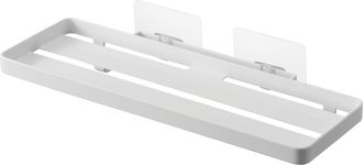 Yamazaki Tableware 5397 TOWER Klebehaken-Sanit&auml;rtablett, wei&szlig;, Stahl/Silikon, minimalistisch, 30 x 11.5 x 4.7(excluding film hook) cm