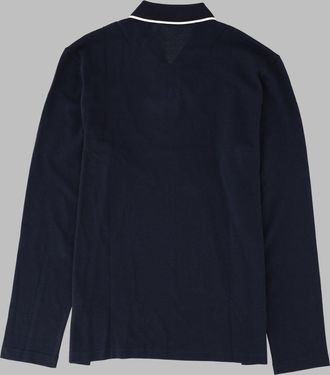 HUGO BOSS Long-Sleeved Cotton Polo Shirt - Navy