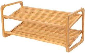 Compactor RAN8723 Bambus-Schuhregal für bis zu 8 Paar Schuhe, stapelbar, Abmessungen: 75 x 33 x Höhe 34 cm, Braun